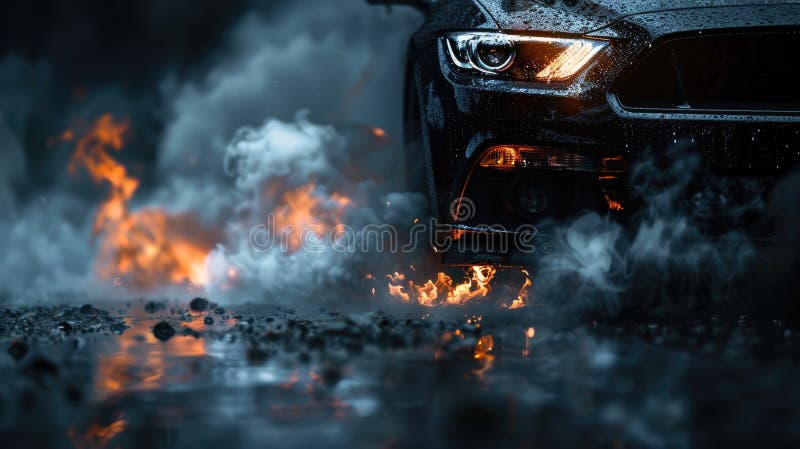 A Car is Driving through a Fire, Smoke and Fire with Elegance in Motion ...