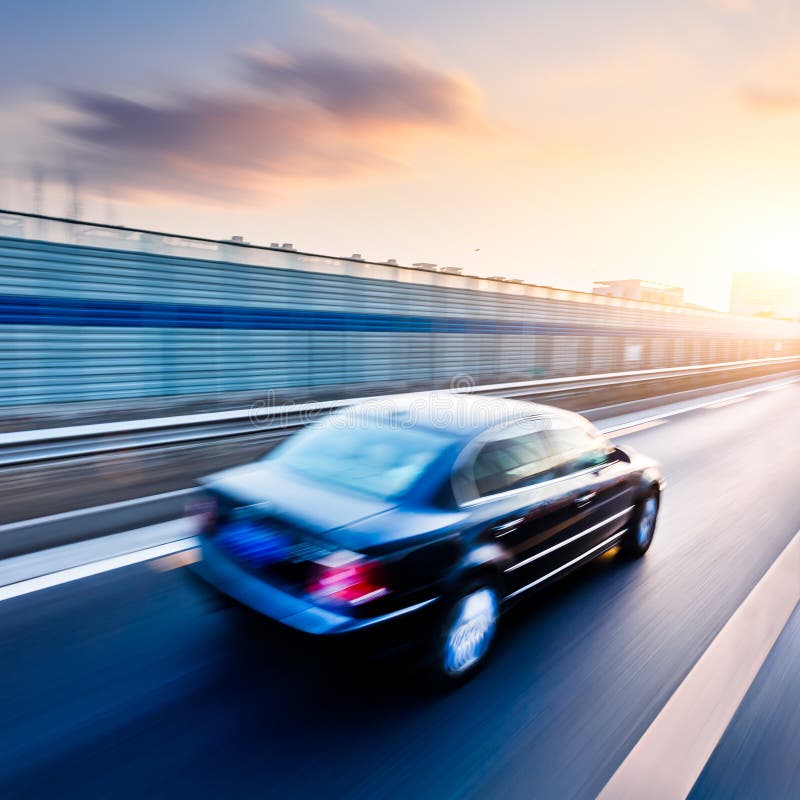 Car Driving on Freeway, Motion Blur Stock Photo - Image of driver ...