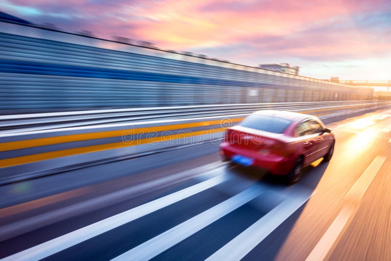 Car Driving on Freeway, Motion Blur Stock Image - Image of automobile ...