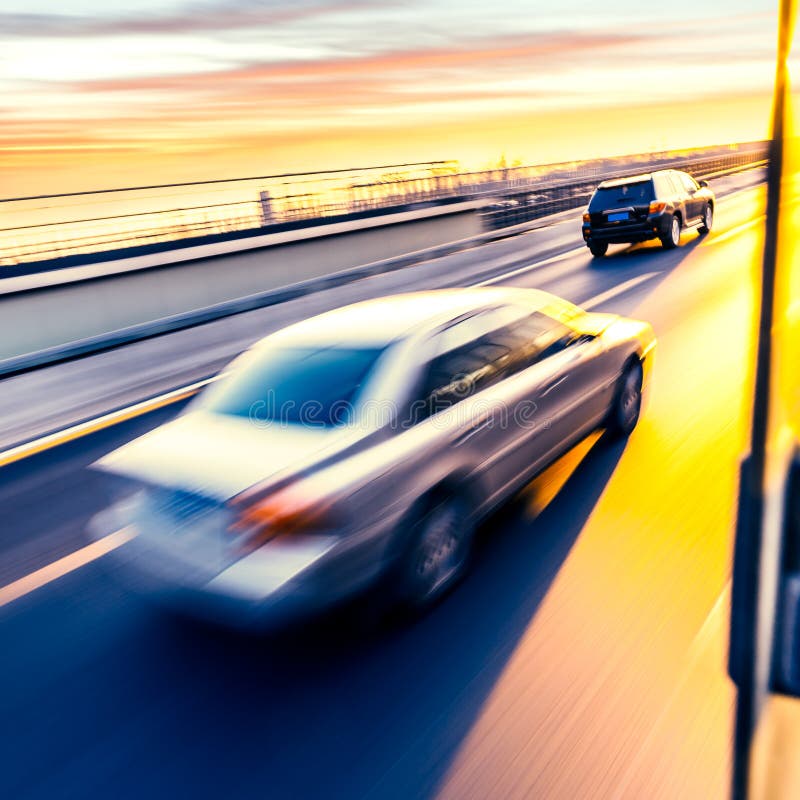Car Driving on Freeway, Motion Blur Stock Photo - Image of blurred ...