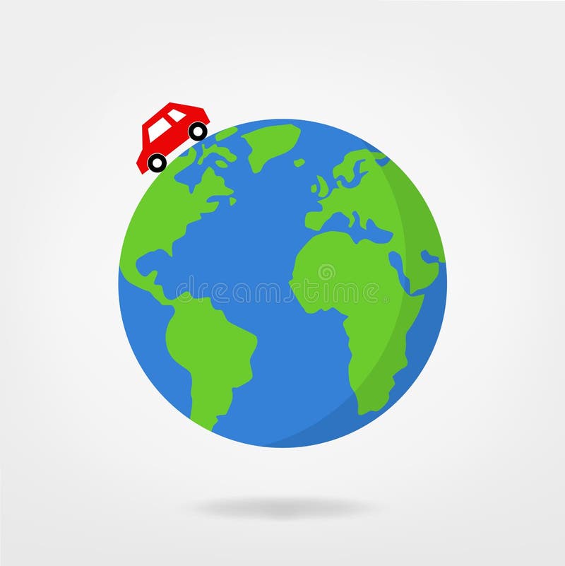 Car Driving on Globe / World , Vector Illustration Stock Vector ...