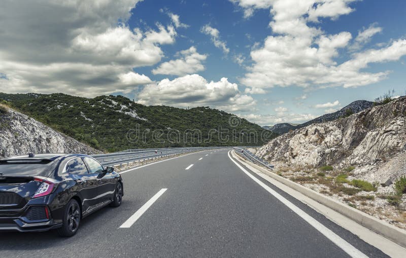 Car is Driving on the High-speed Highway. Stock Photo - Image of ...