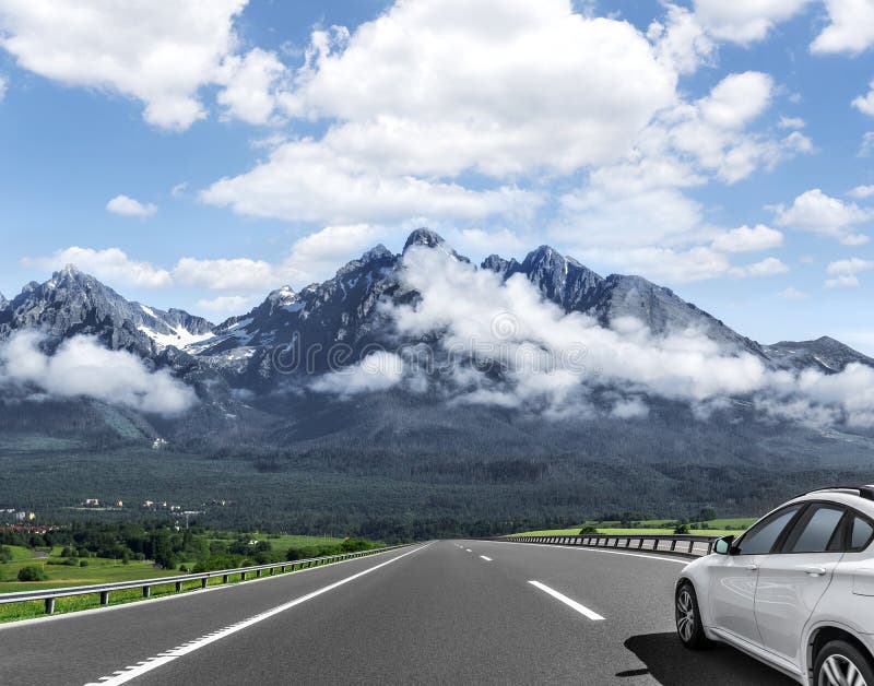 Car is Driving on the High-speed Highway. Stock Photo - Image of line ...