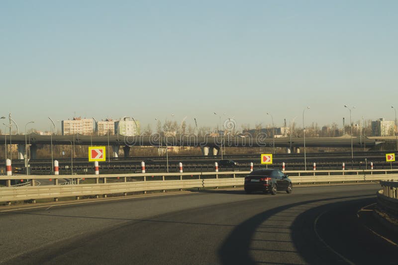 Car Driving on a Highway. Auto Moving on a Roadway Stock Image - Image ...