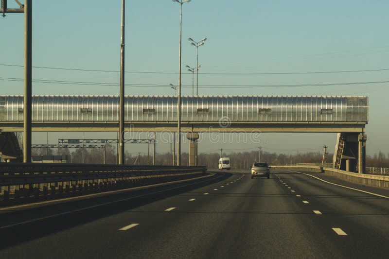 Car Driving on a Highway. Auto Moving on a Roadway Stock Image - Image ...