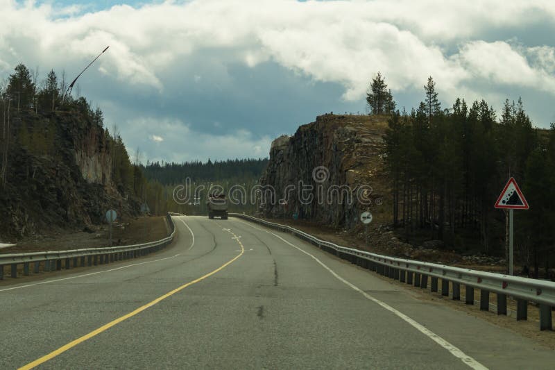Car Driving on a Highway. Auto Moving on a Roadway Stock Photo - Image ...