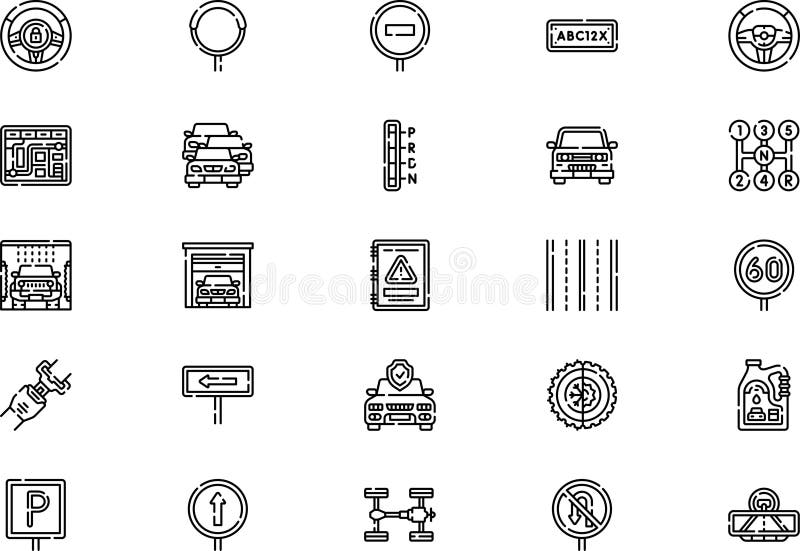Car and Driving Icons Collection is a Vector Illustration with Editable ...
