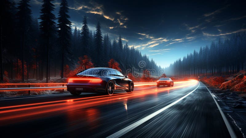 Car Driving Long Exposure at Night Stock Photo - Image of flash, fast ...