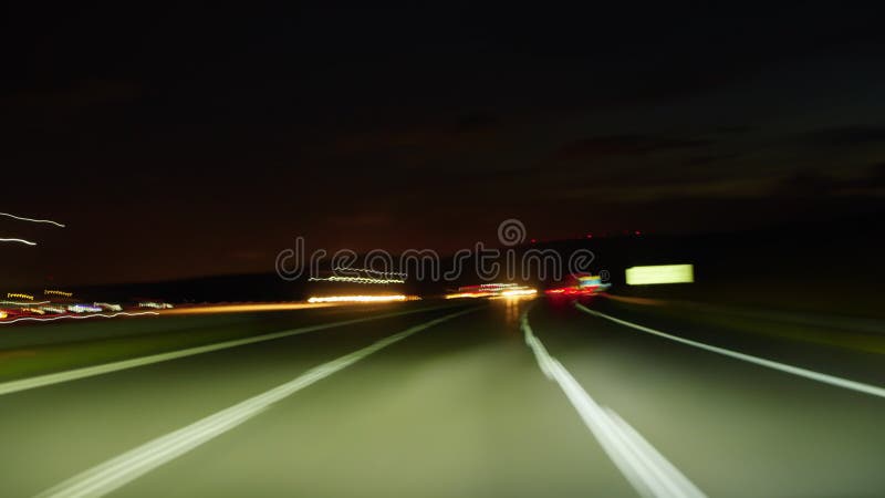 The Car Driving on the Night City Road. Hyperlapse Stock Footage ...