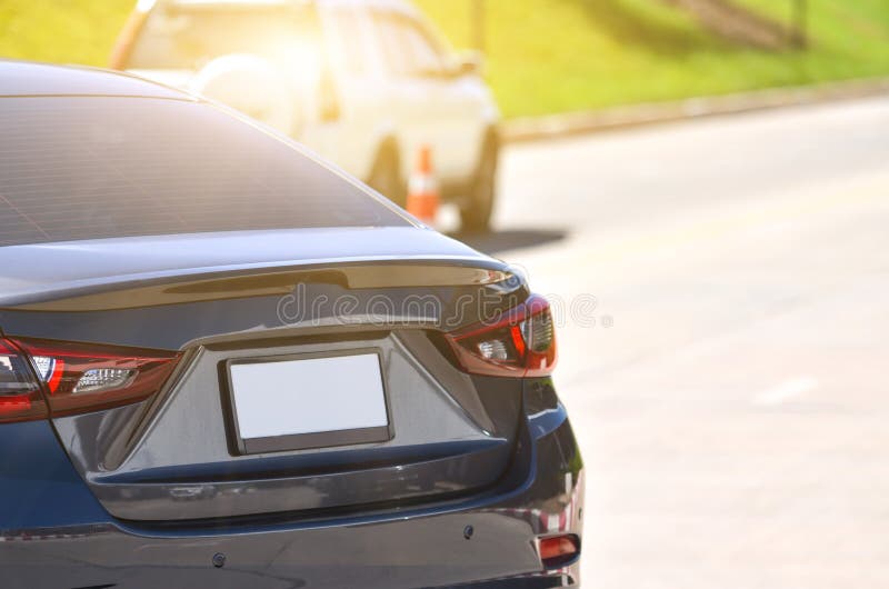 Gray Car Driving on Road in Summer Stock Image - Image of light ...