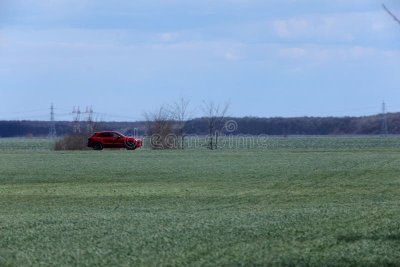 Car driving stock photo. Image of field, road, autos - 114544572