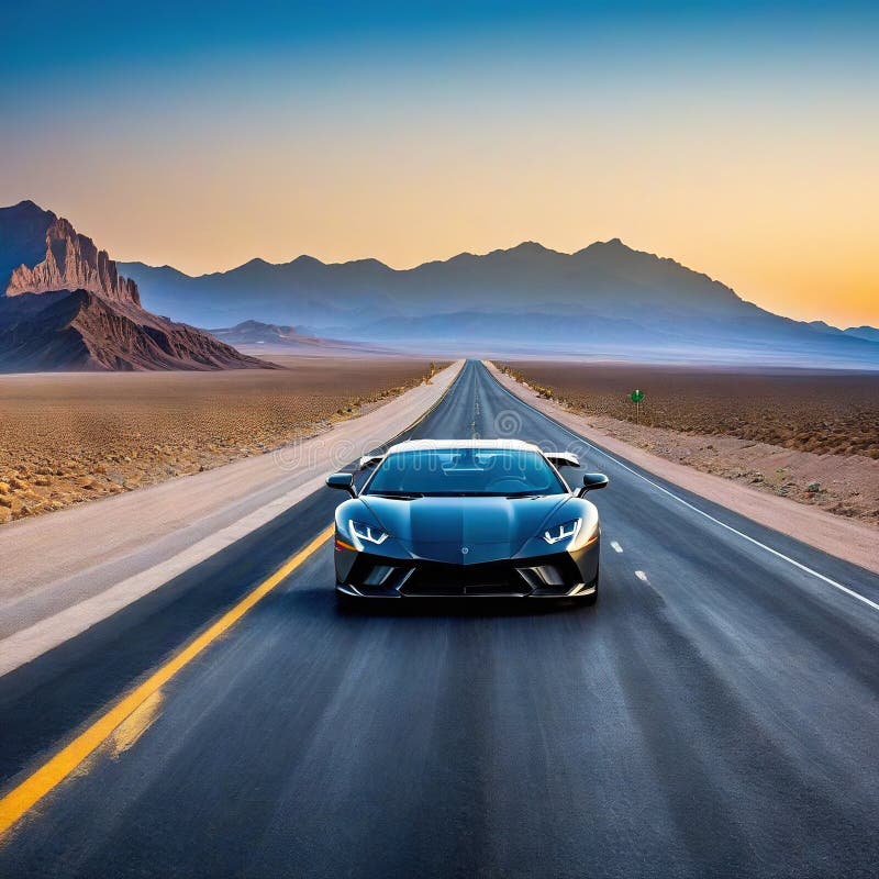 A Car Driving on the Road To the Created with Stock Image - Image of ...