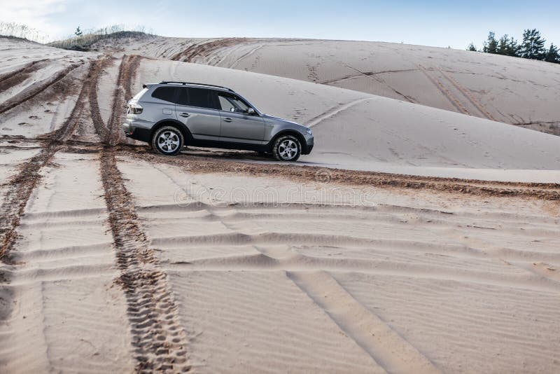 Car Driving through Sand Dune Stock Image - Image of bumper, drive ...