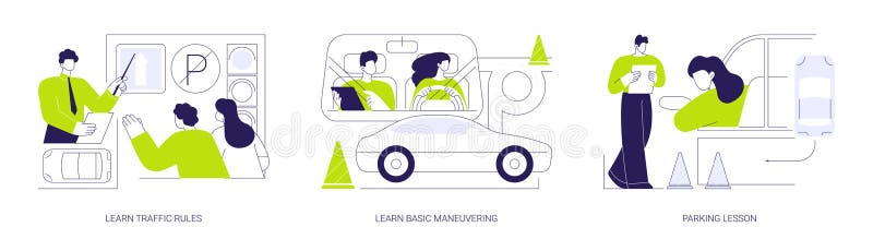 Car Driving School Abstract Concept Vector Illustrations. Stock Vector ...