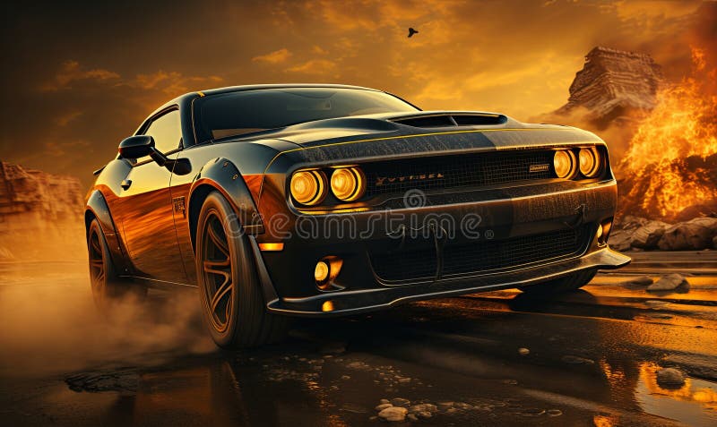 Car Driving on Smoke-Filled Road Stock Photo - Image of atmospheric ...