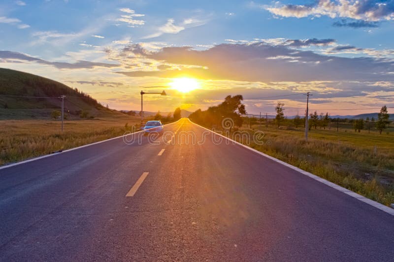 Cars in sunset stock photo. Image of drive, tree, roads - 1202114