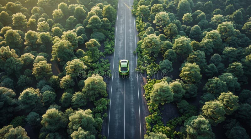 Car Driving through Tree-Lined Road Stock Image - Image of leaves, trip ...