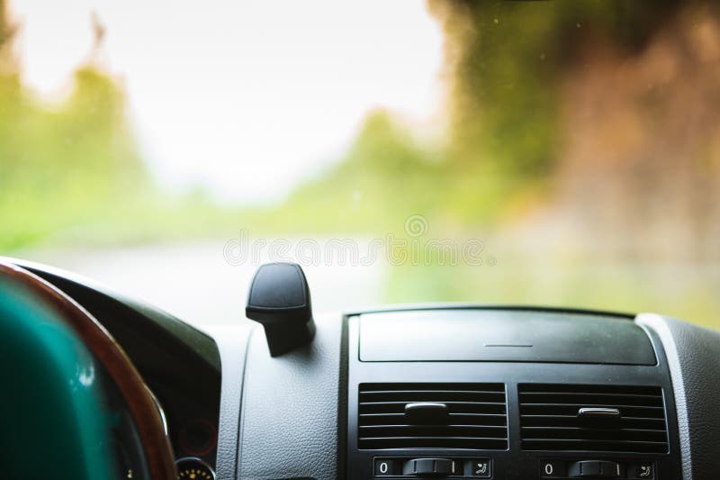 Car Driving, View from Inside on Dashboard Stock Image - Image of speed ...