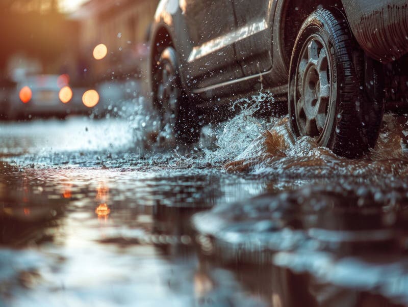 Car driving through water stock image. Image of transportation - 377531907