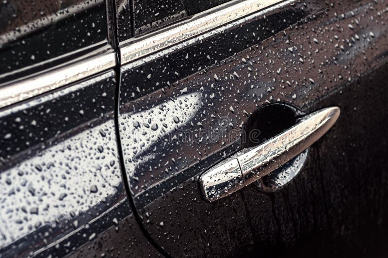 Car in Drops of Water after Rain Stock Photo - Image of auto ...