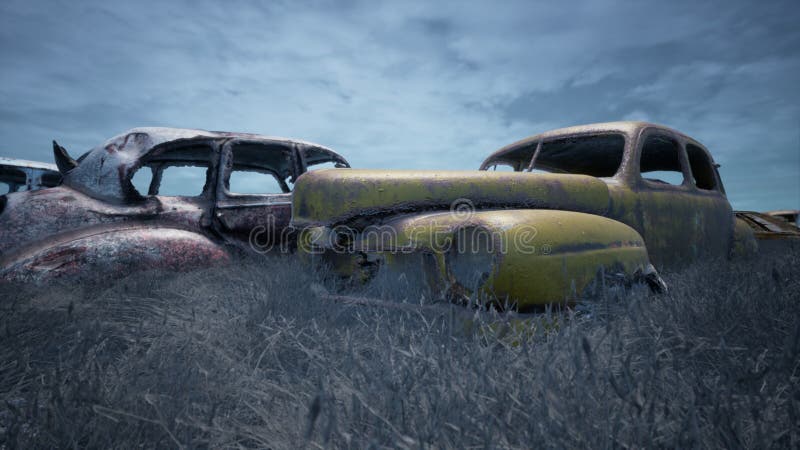 Car Dump of Old Abandoned Cars. Rusty Damaged Cars. a Lot of Destroyed ...