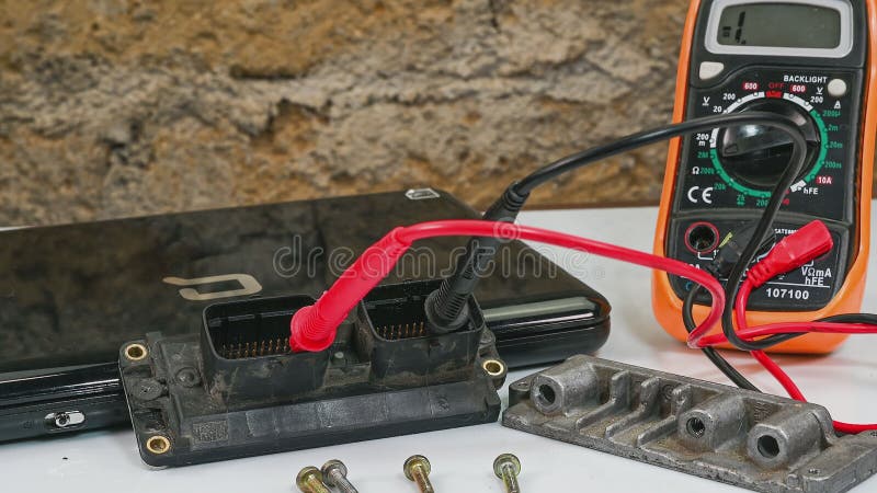Car ECU with Computer and Tester To Check the Values Stock Video ...