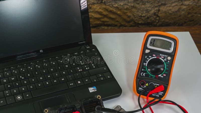 Car ECU with Computer and Tester To Check the Values Stock Footage ...