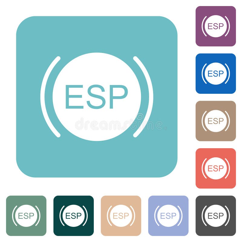 Car Electronic Stability Program Indicator Rounded Square Flat Icons ...