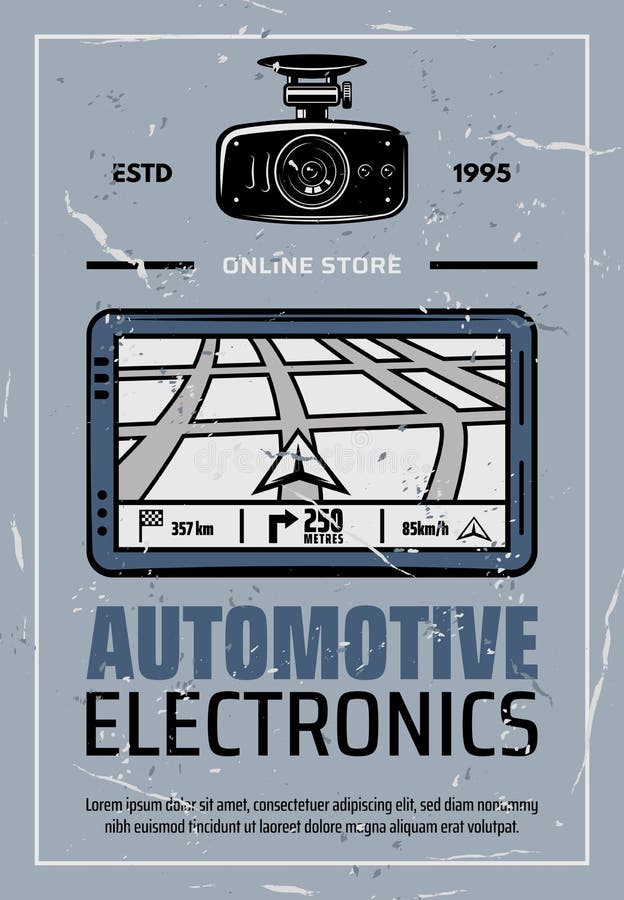 Car Electronics Online Store Retro Poster Stock Vector - Illustration ...