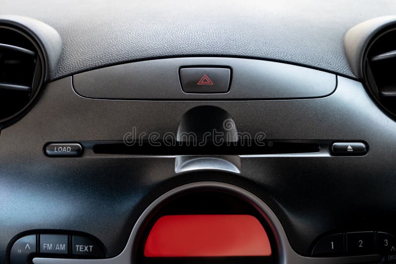 Car Emergency Button and CD/DVD Player Slot in Driver Place. Stock ...