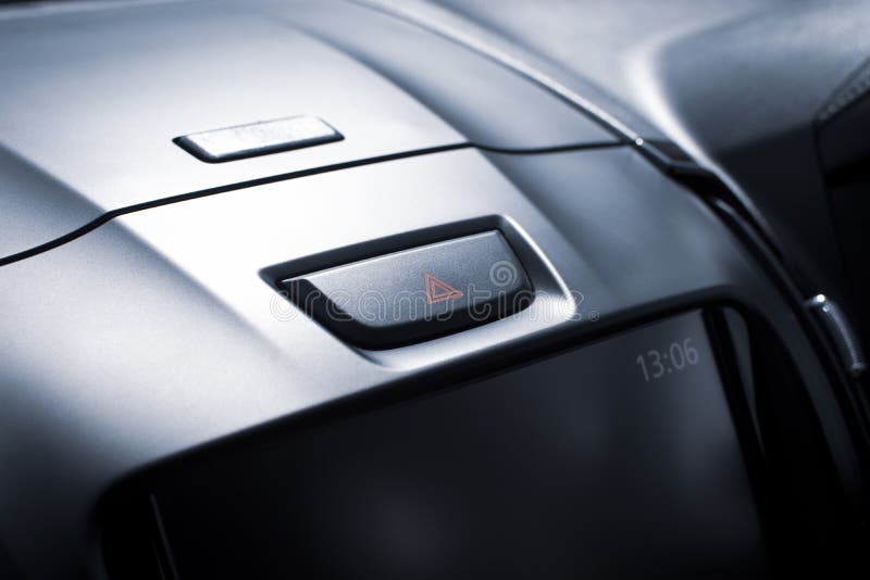Car Emergency Light Button on Car Console. Stock Photo - Image of alarm ...