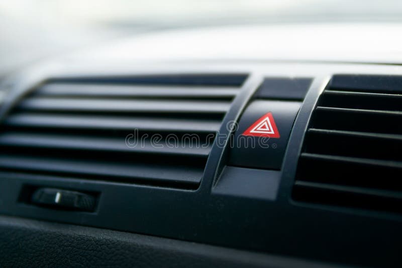 Car Emergency Light Button Pressing the Red Triangular Car Hazard ...