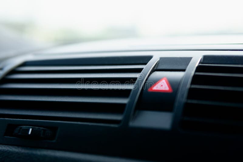 Car Emergency Light Button Pressing the Red Triangular Car Hazard ...