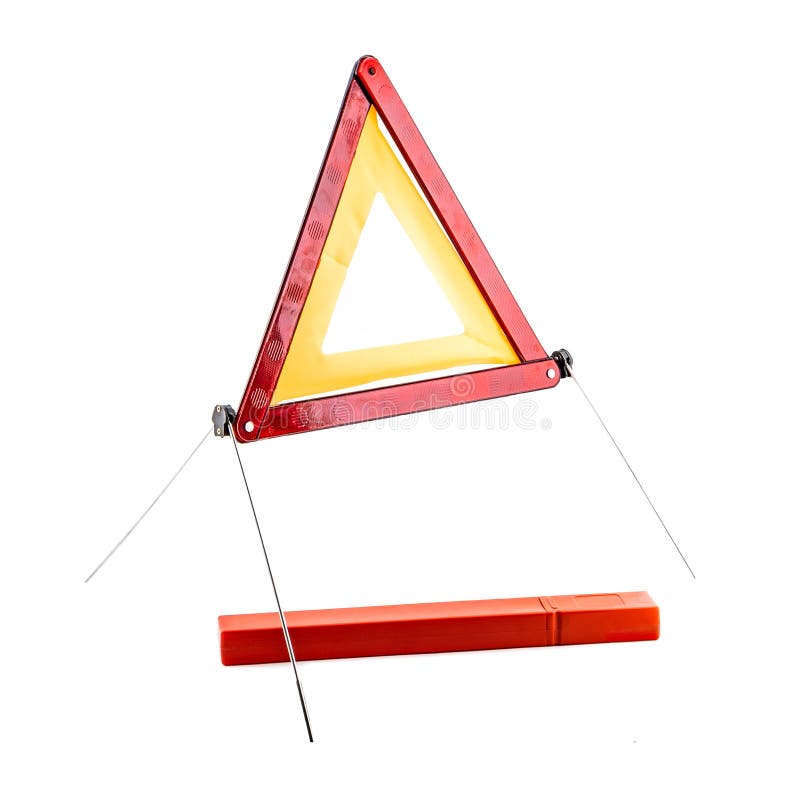 Car Emergency Reflective Triangle Sign Isolated Stock Image - Image of ...