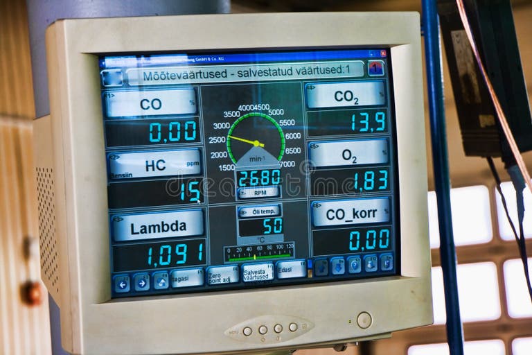 Car emissions test results stock image. Image of computer - 13245097