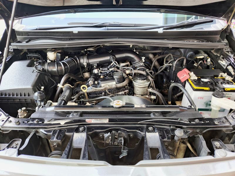 Car Engine Assembly Seen Close Up, in a Workshop Stock Photo - Image of ...