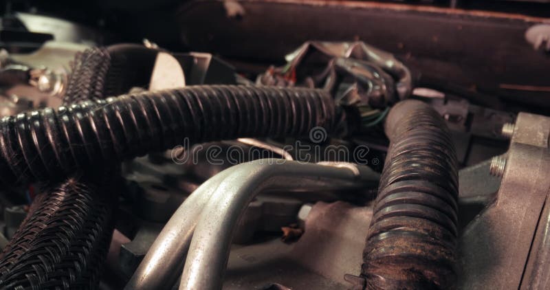 Car Engine Bay Probe Lens Slider Motion Stock Footage - Video of engine ...