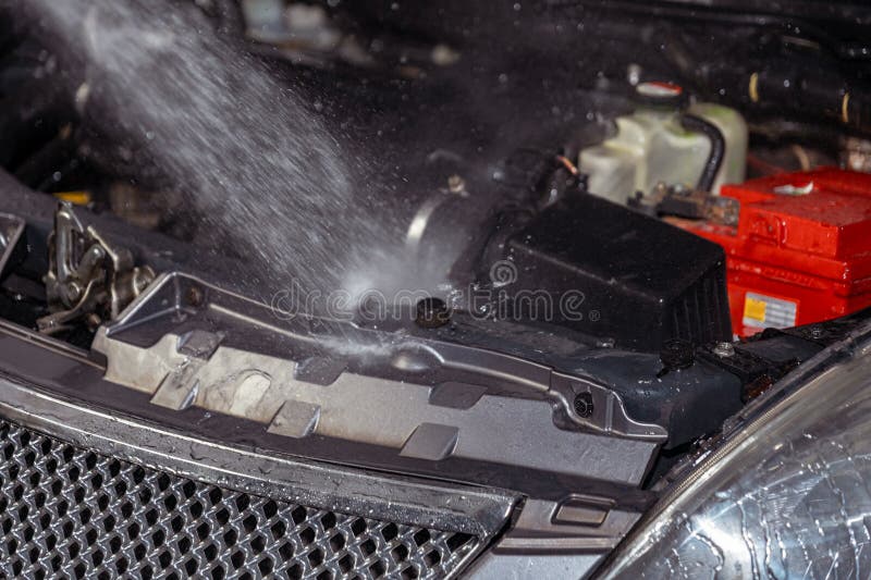 Car Engine Being Washed with Water Stock Photo - Image of fuel ...