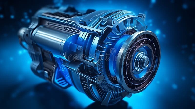 Car Engine with Blue Glow. Neural Network AI Generated Stock Photo ...