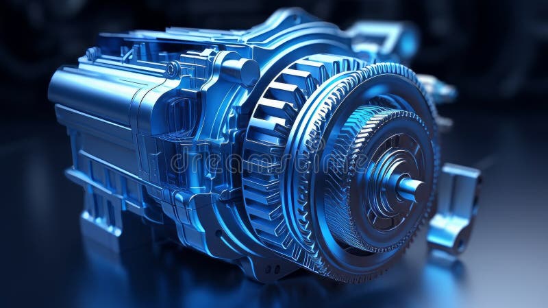 Car Engine with Blue Glow. Neural Network AI Generated Stock Image ...