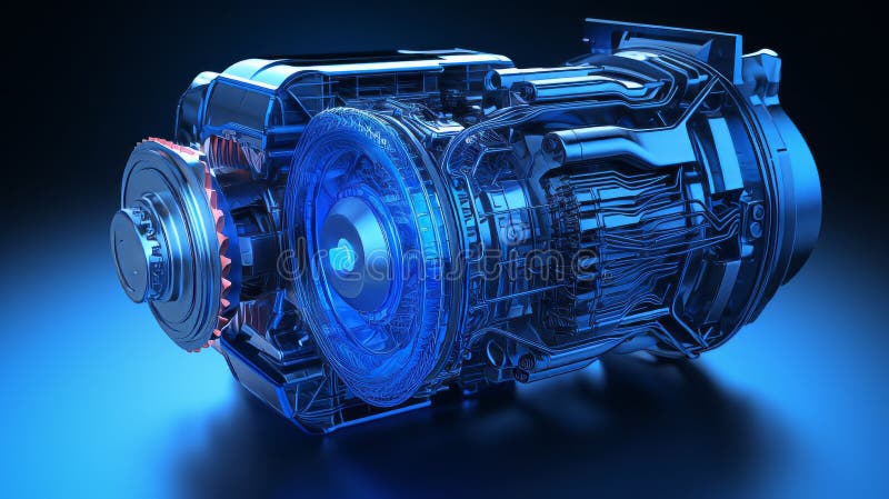 Car Engine with Blue Glow. Neural Network AI Generated Stock Image ...