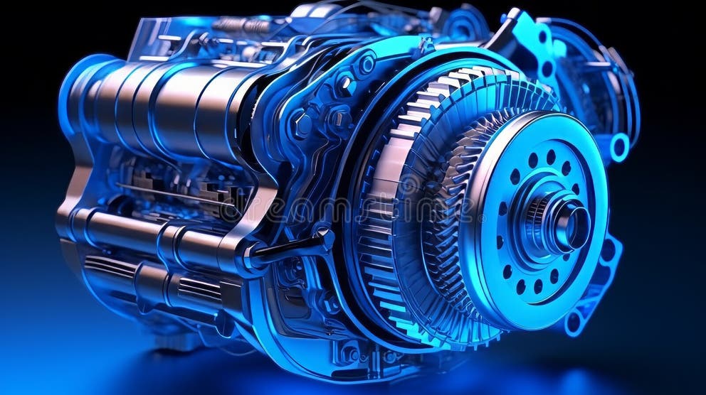 Car Engine with Blue Glow. Neural Network AI Generated Stock Image ...
