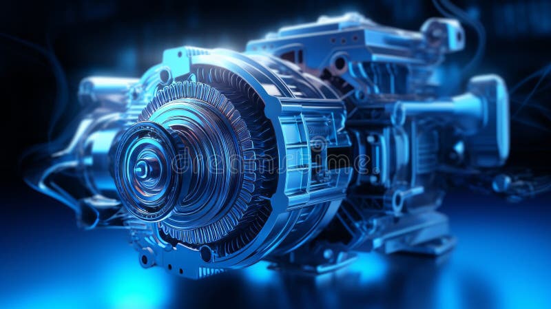 Car Engine with Blue Glow. Neural Network AI Generated Stock Image ...