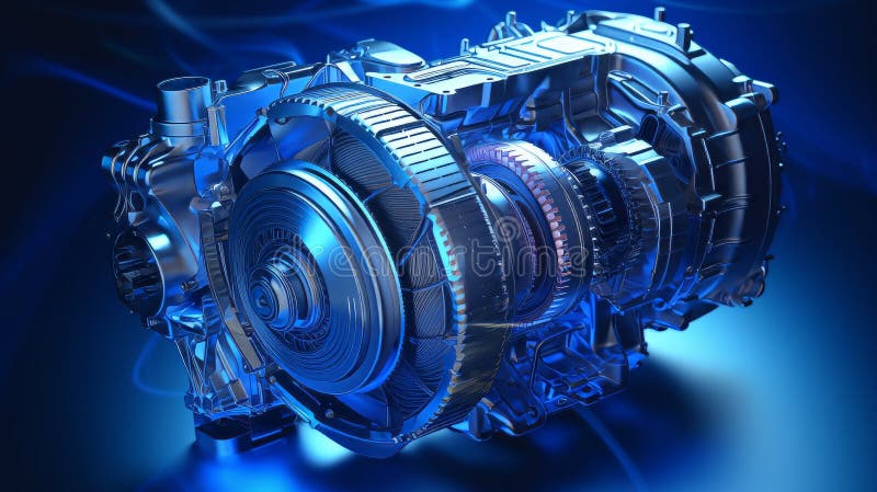 Car Engine with Blue Glow. Neural Network AI Generated Stock Image ...