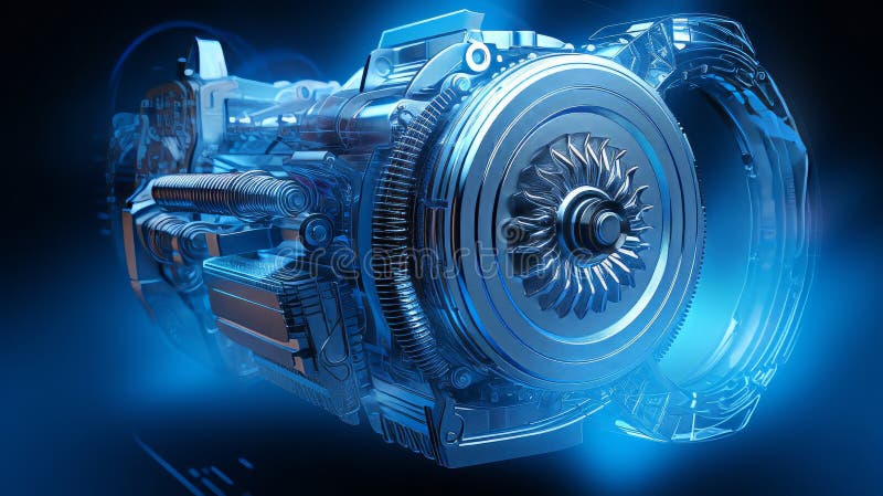 Car Engine with Blue Glow. Neural Network AI Generated Stock Photo ...