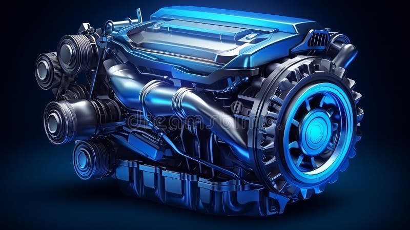 Car Engine with Blue Glow. Neural Network AI Generated Stock Photo ...