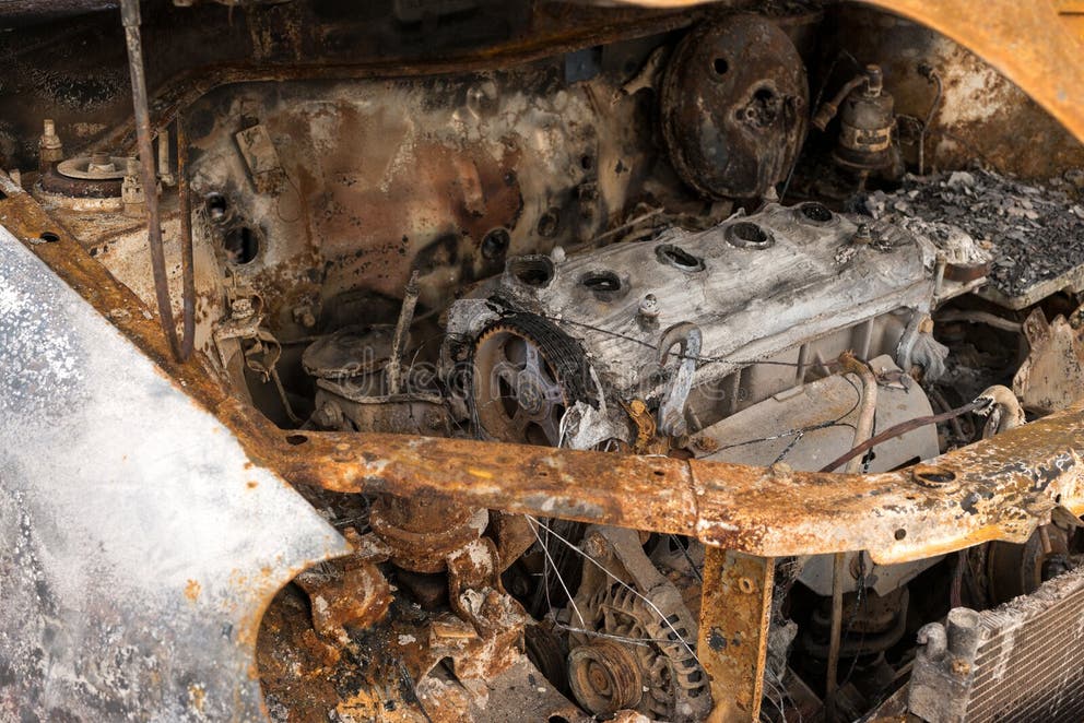Car engine burned stock image. Image of burned, flame - 50985533