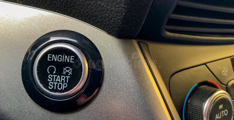 Car Engine Button on Car Dashboard in the Car. Stock Image - Image of ...