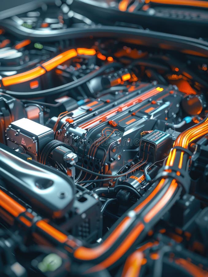 Car Engine Close Up stock photo. Image of orange, engine - 376068358