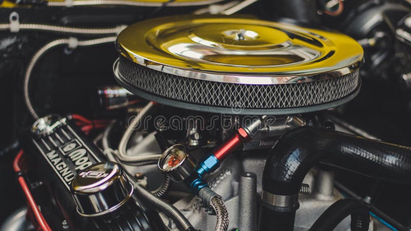 Car engine close-up editorial stock photo. Image of metal - 179333273
